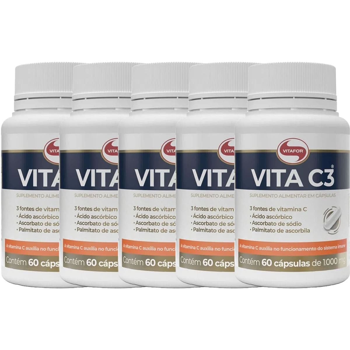 Kit 5x Vita C3 60 Cápsulas Vitafor Otimanutri